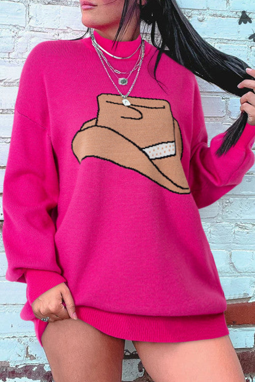 YEEHAW Cowboy Hat Drop Shoulder Oversized Sweater – Lovebug Boutique